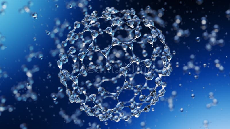 Water Splash Models of Molecules. Selective Focus Stock Illustration ...