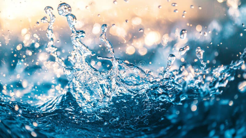 Water Splash in Motion with Sunlight Reflections Stock Photo - Image of ...