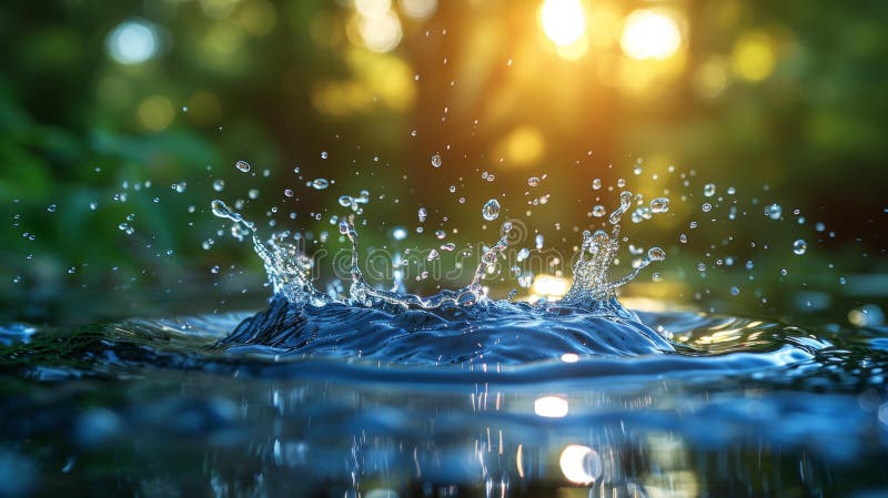 Water Splash in Nature - Generative Ai Stock Illustration ...