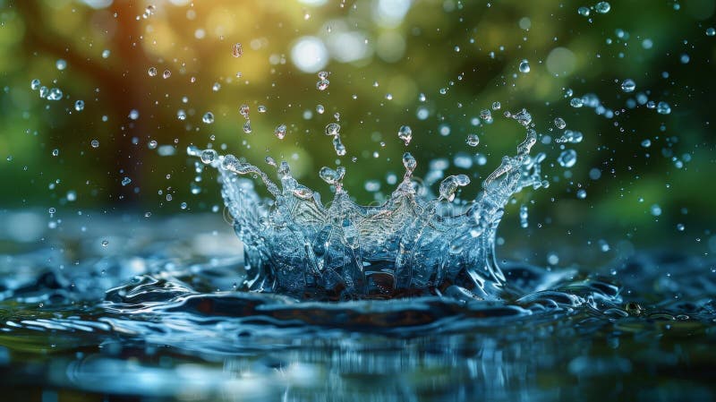 Water Splash in Nature Setting - Generative Ai Stock Illustration ...