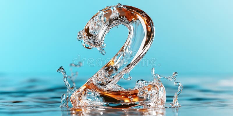 Water Splash Number 2 Against Blue Background Stock Illustration ...