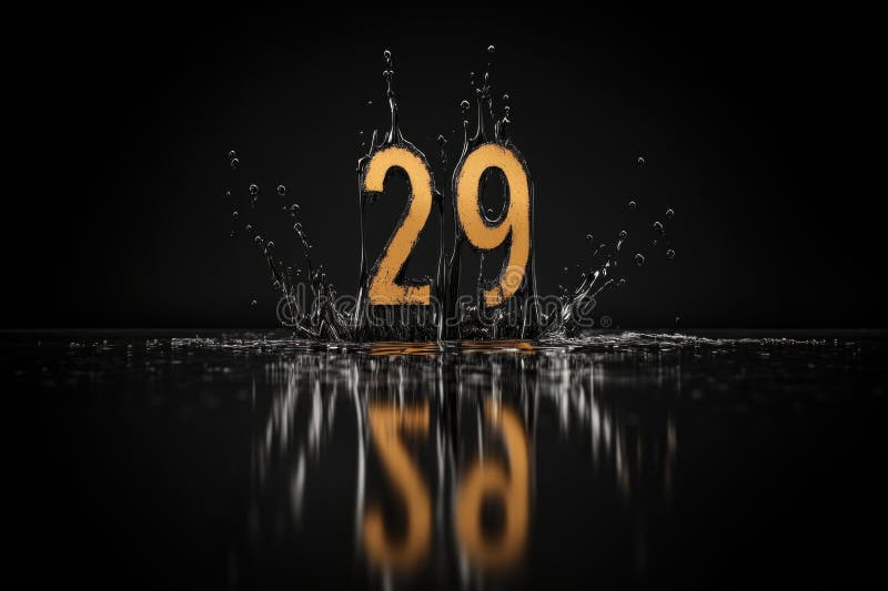 Water Splash with Number 29 in Reflective Dramatic Setting Stock Image ...