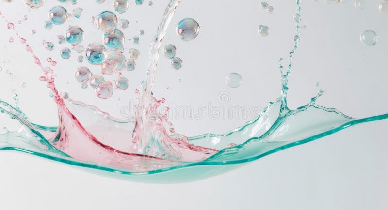 Water Splash with Pastel Colors and Bubbles. Stock Illustration ...