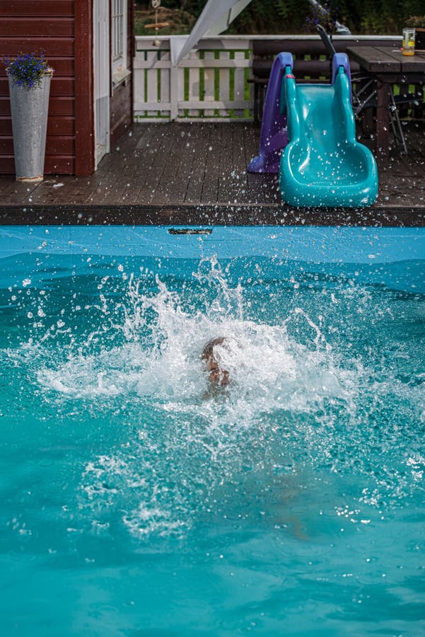 Water Splash after a Person Has Jumped in a Pool.. Stock Image - Image ...