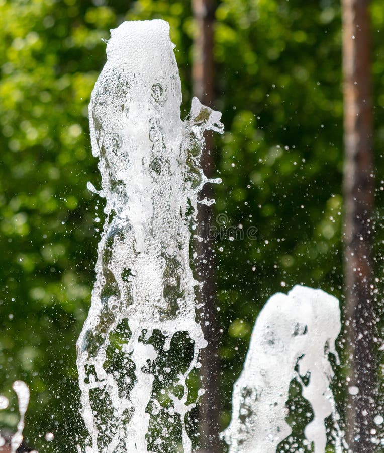 Water Splash in the Public Park, Close-up of a Spray Stock Photo ...