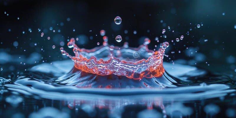 Water Splash with Red Crown. Generative AI. Stock Photo - Image of ...