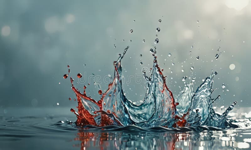 Water Splash with Red Liquid Stock Illustration - Illustration of water ...