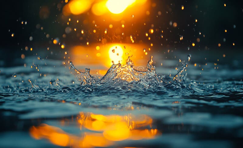 Water Splash Reflecting Sunset Warmth Stock Photo - Image of waves ...