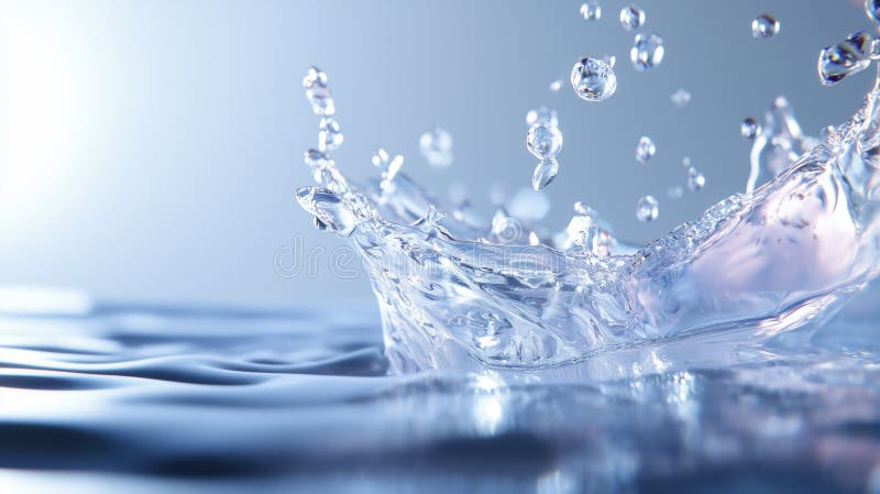 Water Splash with Reflection, Background Blue Stock Illustration ...