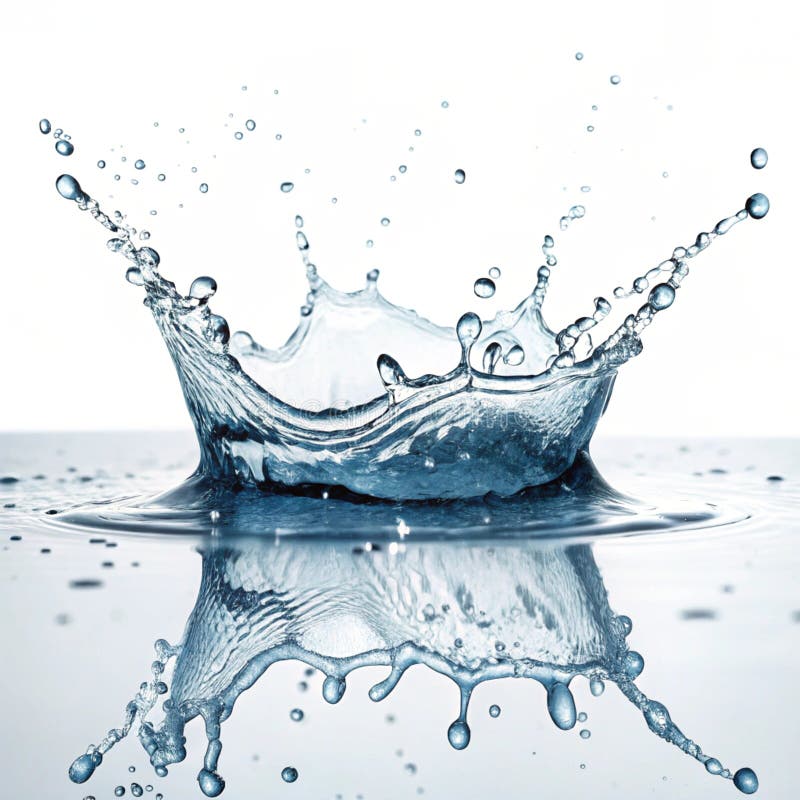 Water Splash with Reflection Isolated on White Background Stock ...