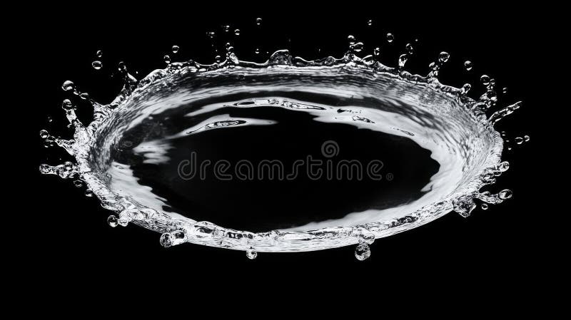 Water Splash Ring on Black Background Stock Illustration - Illustration of nature, reflection ...