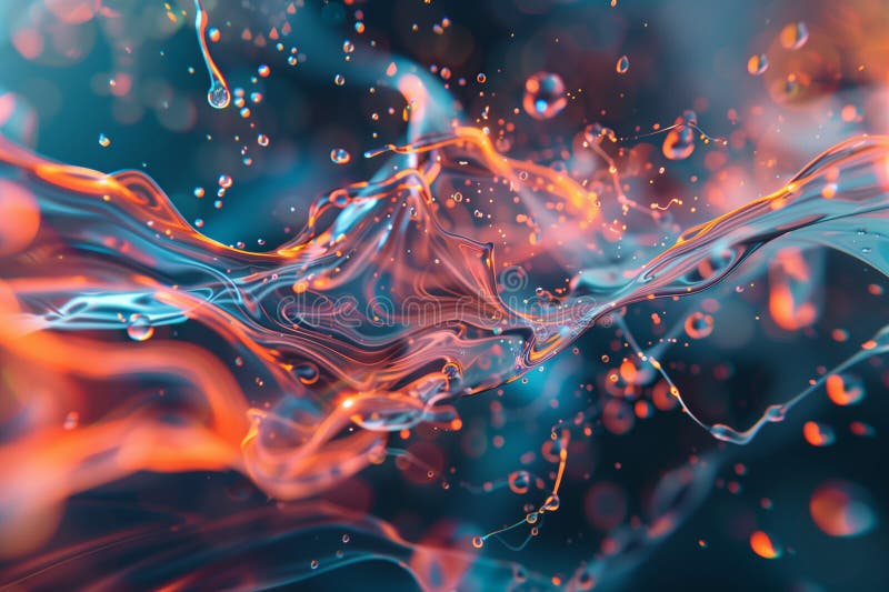 Water Splash Ripple with Orange and Blue Lights Representation of ...
