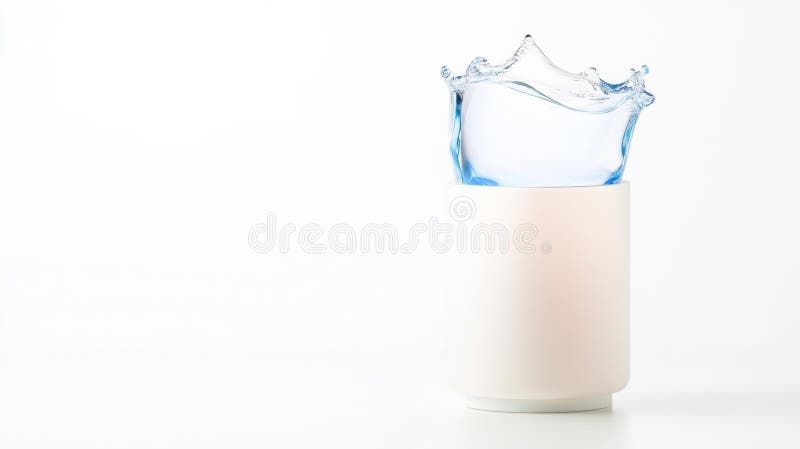 Water Splash Emerging from a White Container Isolated on White ...