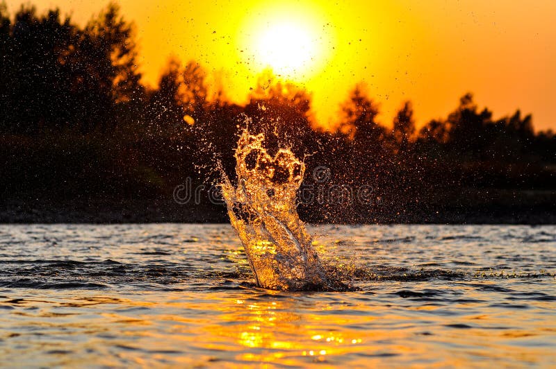 Water Splash in River during Sunset Stock Photo - Image of prut ...