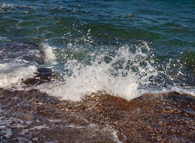 Water Splash on Stone Coast. Stock Photo - Image of coastline, coast ...
