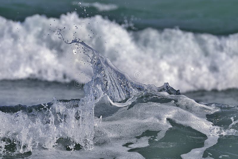 Water Splash on Sea/ocean Wave Crest Against Blurred Backg Stock Photo ...