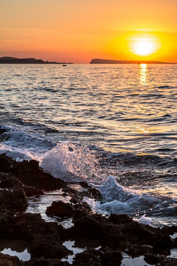 Water Splash in the Sea at Sunset Stock Photo - Image of cool, power ...