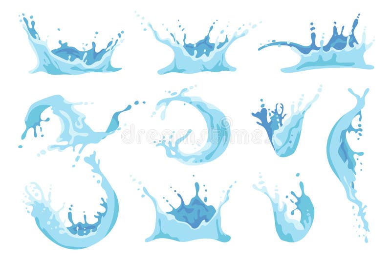 Water Splash Set Graphic Elements in Flat Design. Vector Illustration ...