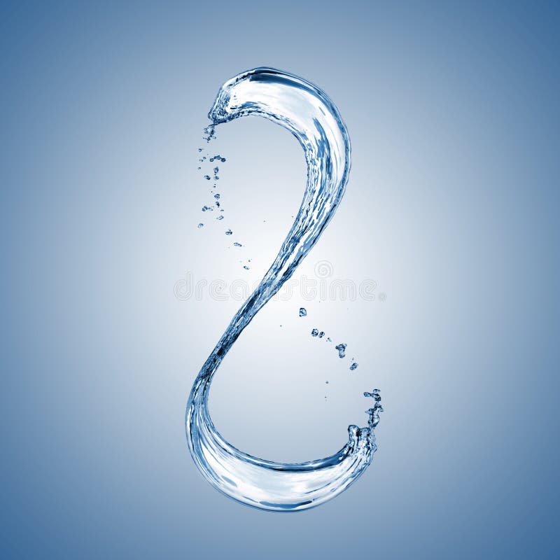 Water Splash in Shape of Number 8 on Blue Stock Image - Image of close ...