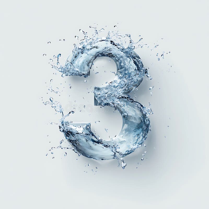 Water Splash in the Shape of Number Three Stock Illustration ...