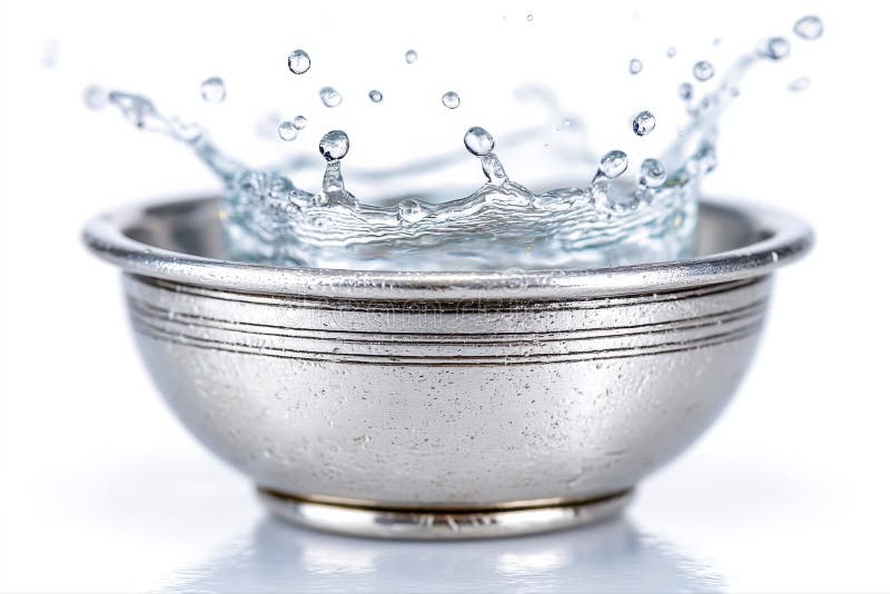 Water Splash in a Silver Bowl - a Refreshing Visual Stock Illustration ...