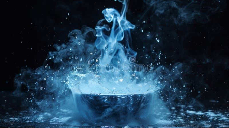 Water Splash with Steam on a Dark Background Stock Image - Image of ...
