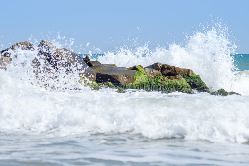 Water Splash on Stone Beach 2 Stock Photo - Image of environment, water ...