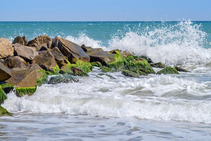 Water Splash on Stone Beach 1 Stock Photo - Image of spray, abstract ...