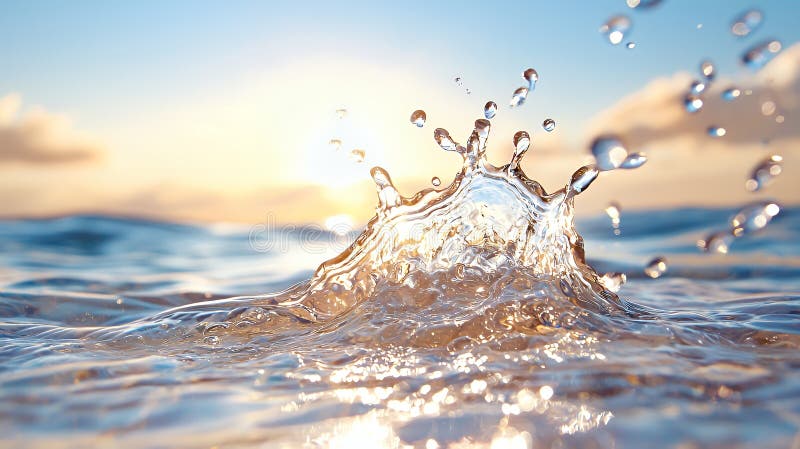 Water Splash at Sunset Creates Beautiful Flow with Sunlight and Water ...