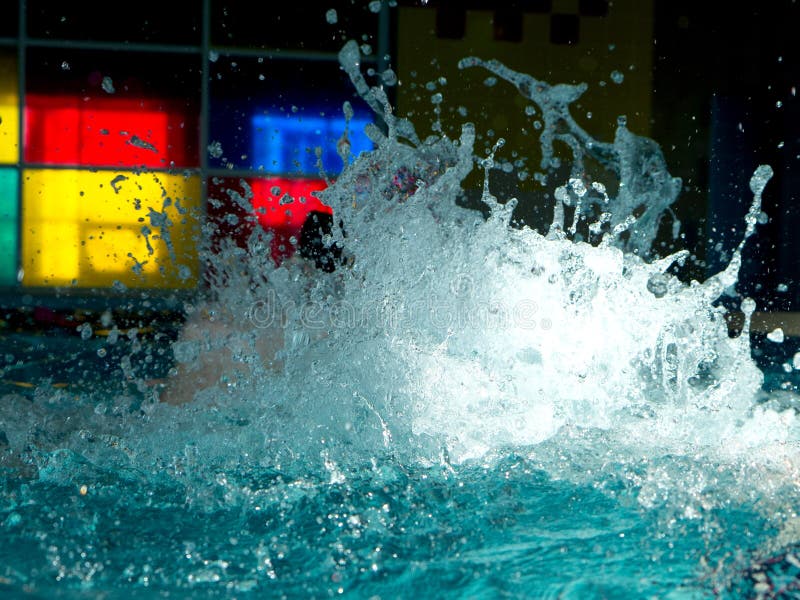 Water Splash in the Swimming Pool Close Up. Stock Image - Image of ...