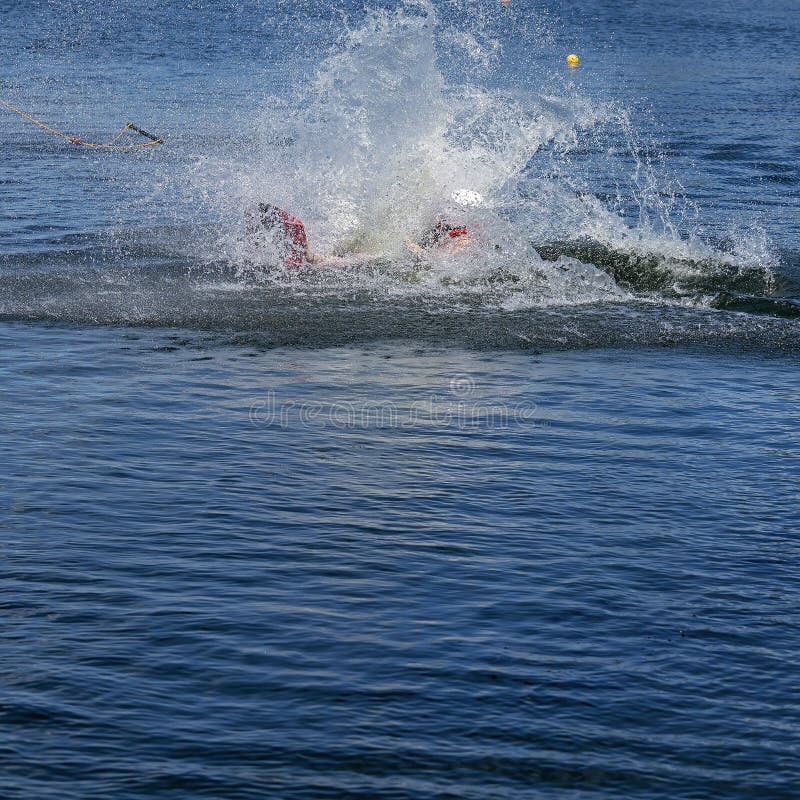 Water Splash with Wakeboard Crash Stock Image - Image of unidentifiable ...