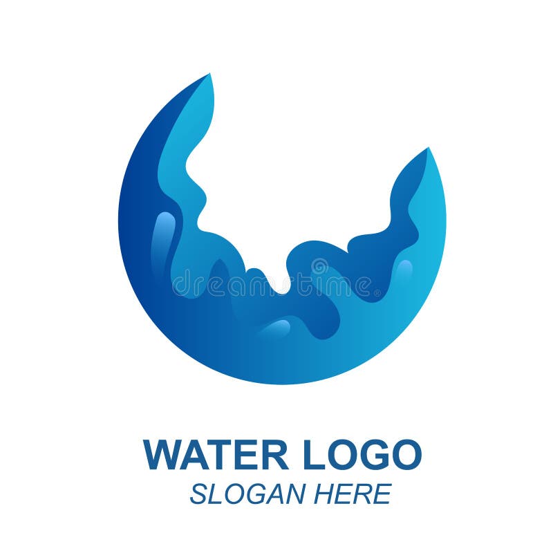 Water Splash and Waves Logo Design. Blue Gradient Colored Water Logo ...