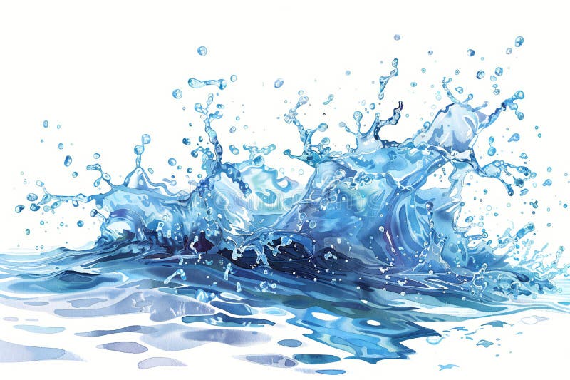 Water Splash on White Background, Illustration, Flat Design, Adobe ...