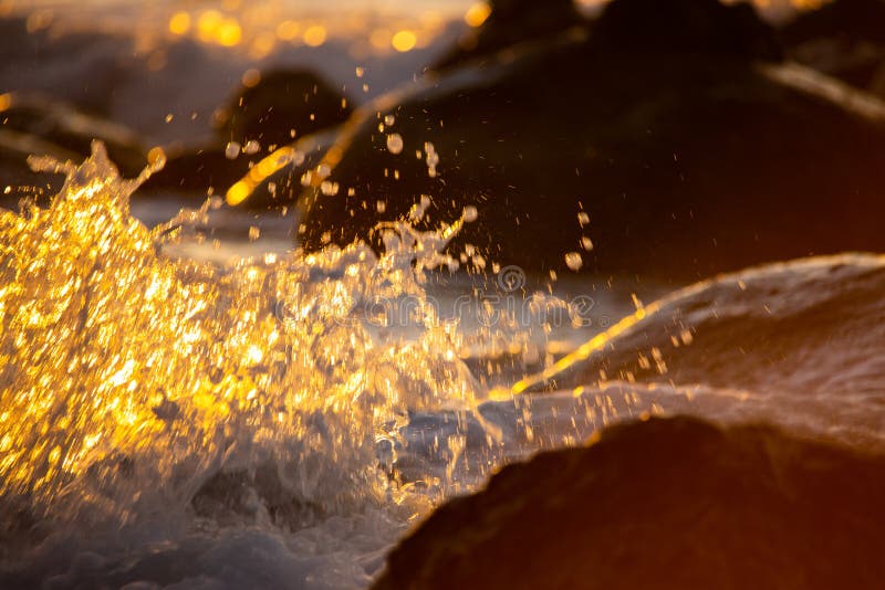 Water Splashes Against Rocks, Troubled Sea, Spray Stock Image - Image ...