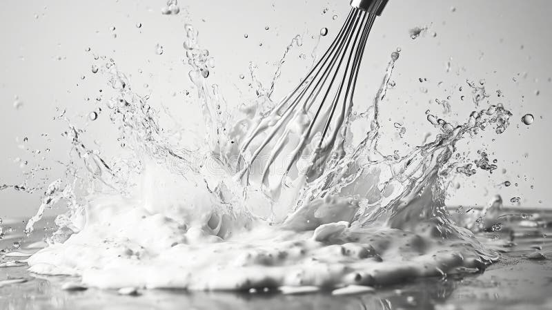Water Splashes As a Whisk Stirs in a Bowl during Cooking Stock Photo ...