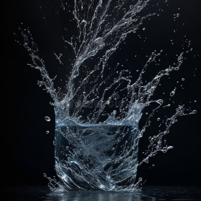Water Splashes on a Black Background Stylish Water. Stock Illustration ...