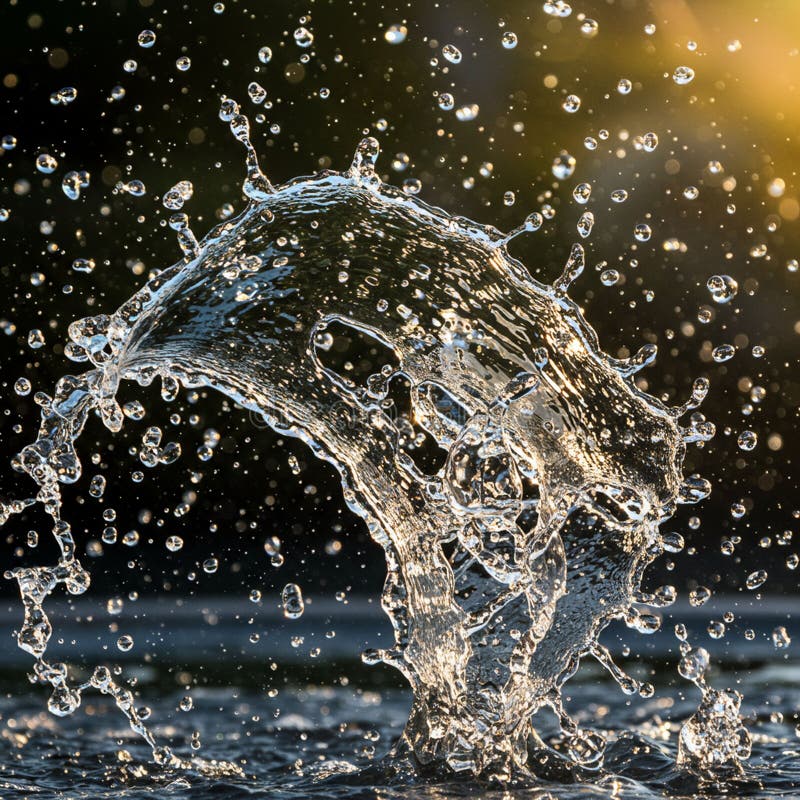 Water Splashes Captured Mid-air Form a Dynamic Arc, with Droplets ...