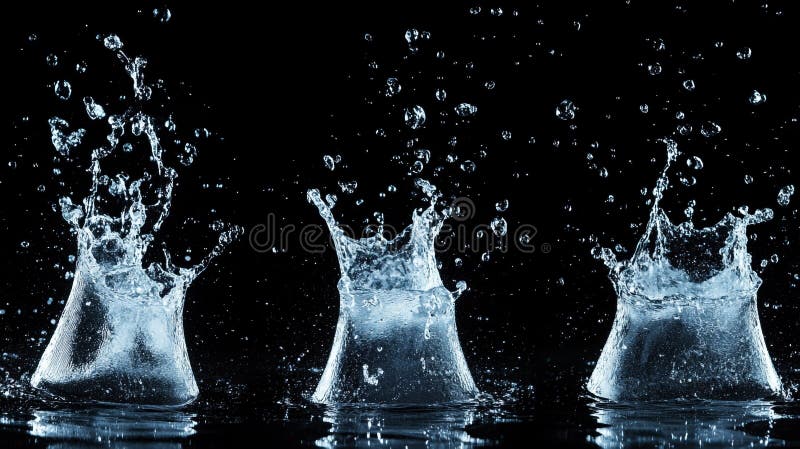 Water Splashes Created by Dropping Objects in Dark Surroundings at ...