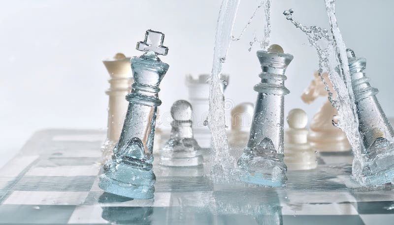 Firefly Chess Pieces Created from Water Splashing on a Chessboard ...