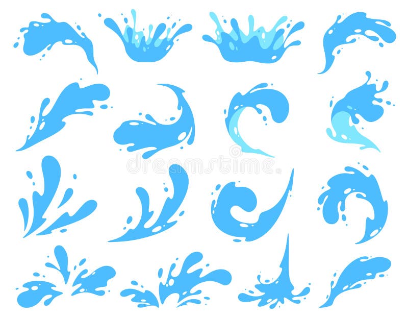 Water Splashes. Fluid Flow. Icon Elements for Advertising Water ...