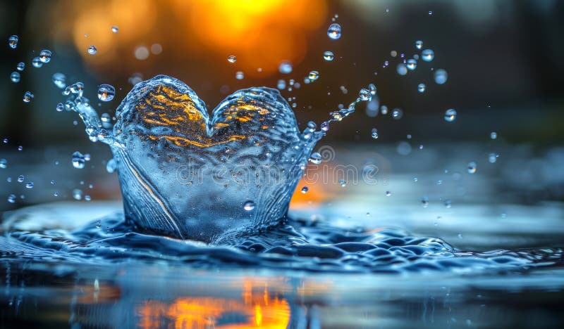 Water Splashes in the Form of Heart. a Heart Shaped Water Splash Stock ...