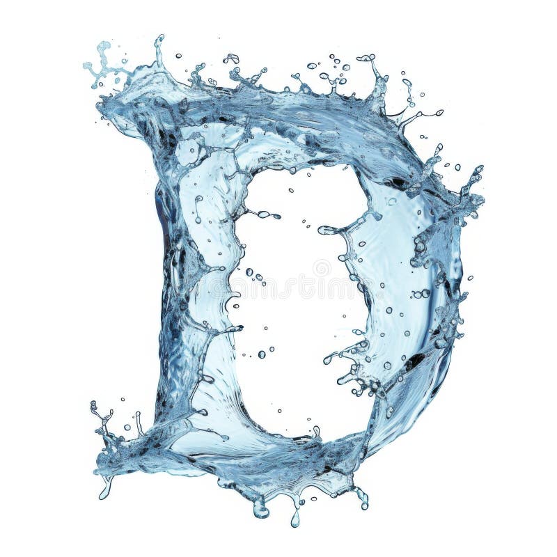 Water Splashes Form the Letter D in a Font Art Drawing on a White ...