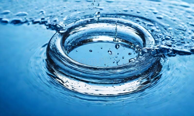 Water Drop Droplet Rings Surface Bluish Background Stock Photos - Free ...
