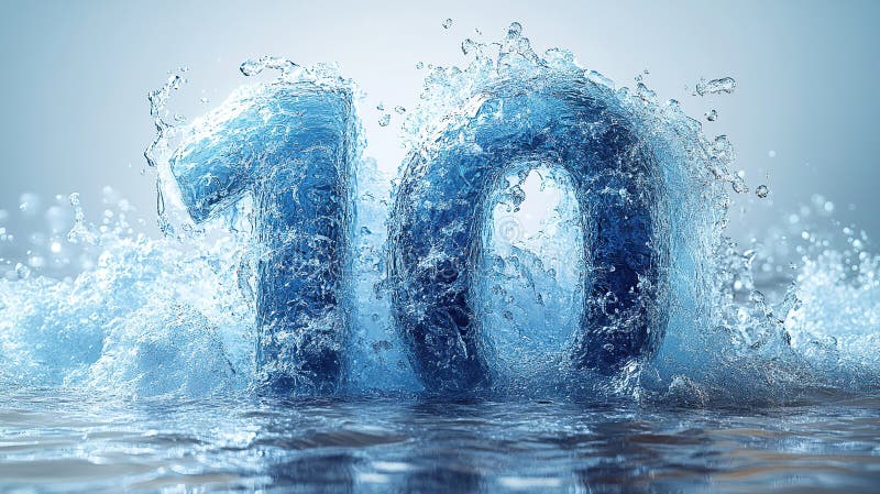 Water Splashes Forming the Number Ten Stock Illustration - Illustration ...