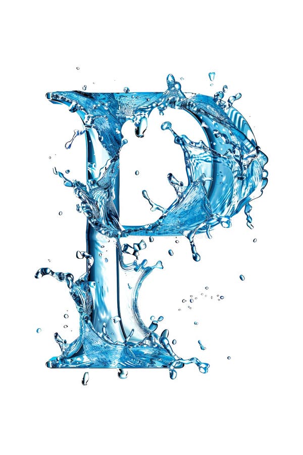 Water Splashing on a Letter P Stock Image - Illustration of typography ...