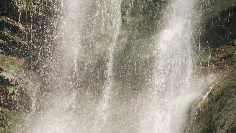 Water Splashes of a Mountain Waterfall. Bottom View Stock Video - Video ...