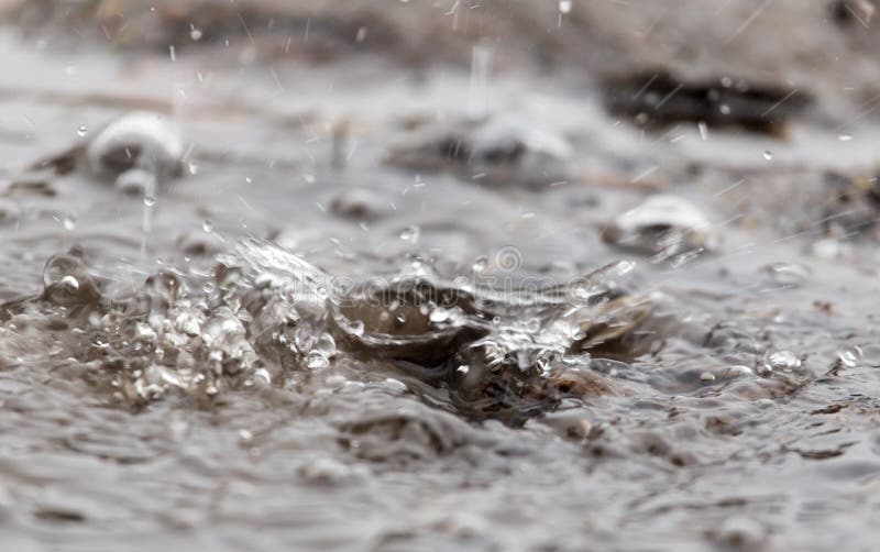 Water Splashes in a Puddle of Rain Stock Image - Image of splash, drop ...