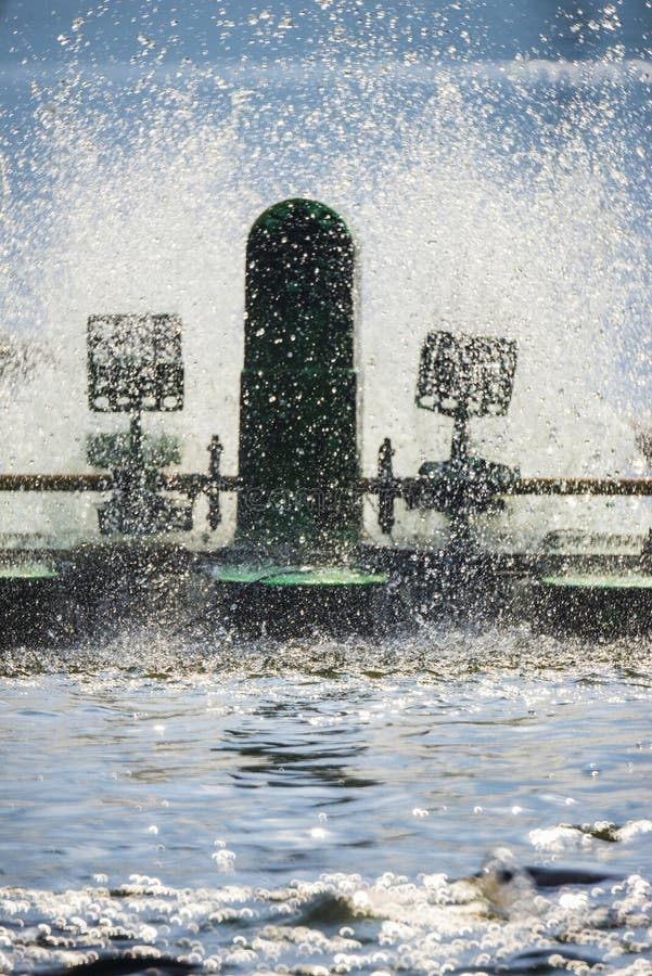 Water Splashes from a Water Turbine To Add Oxygen To the Water Stock ...