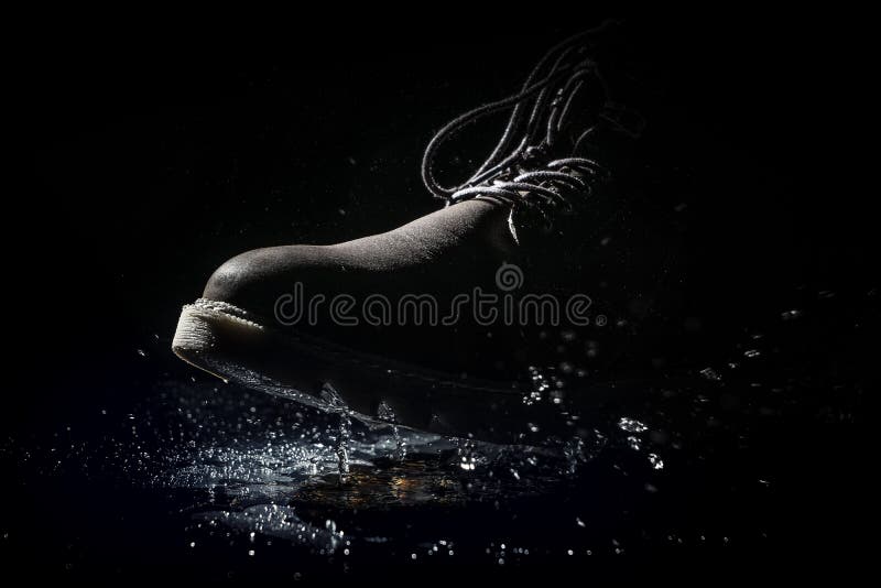 Water Splashes Under the Boot Stock Photo - Image of puddle, boot ...