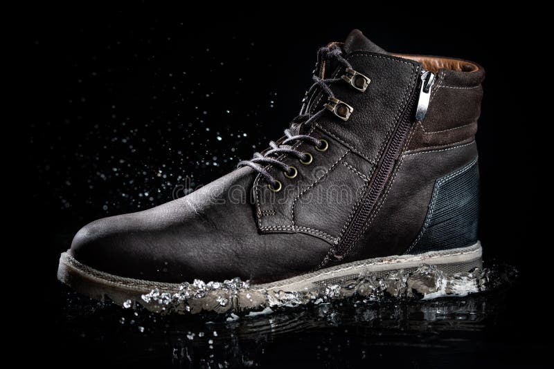 Water Splashes Under the Boot Stock Image - Image of closeup, boot ...